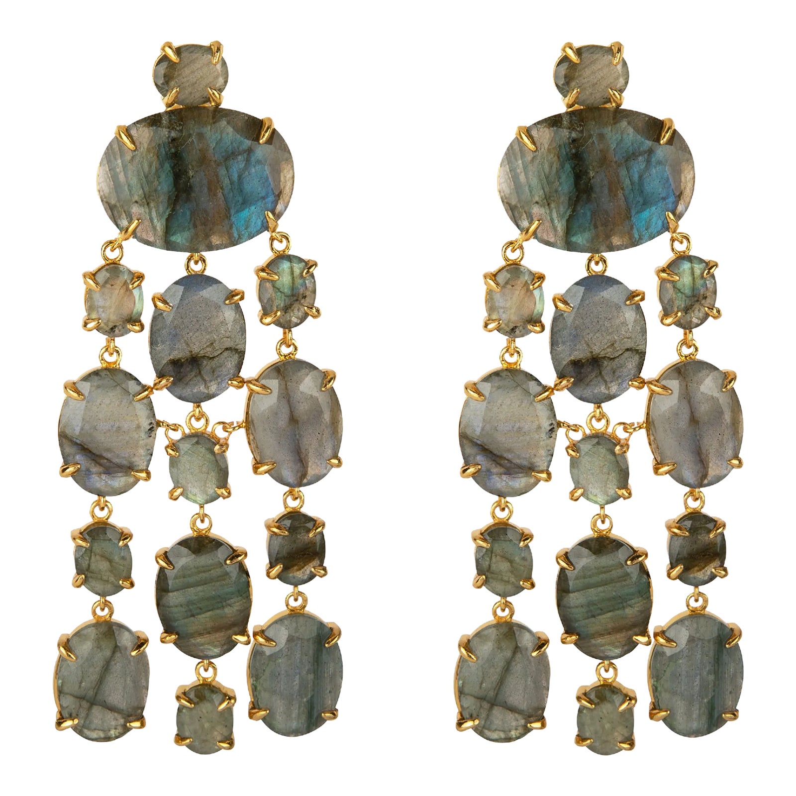 Marysol Statement Earrings in Labradorite, a pair | Chairish