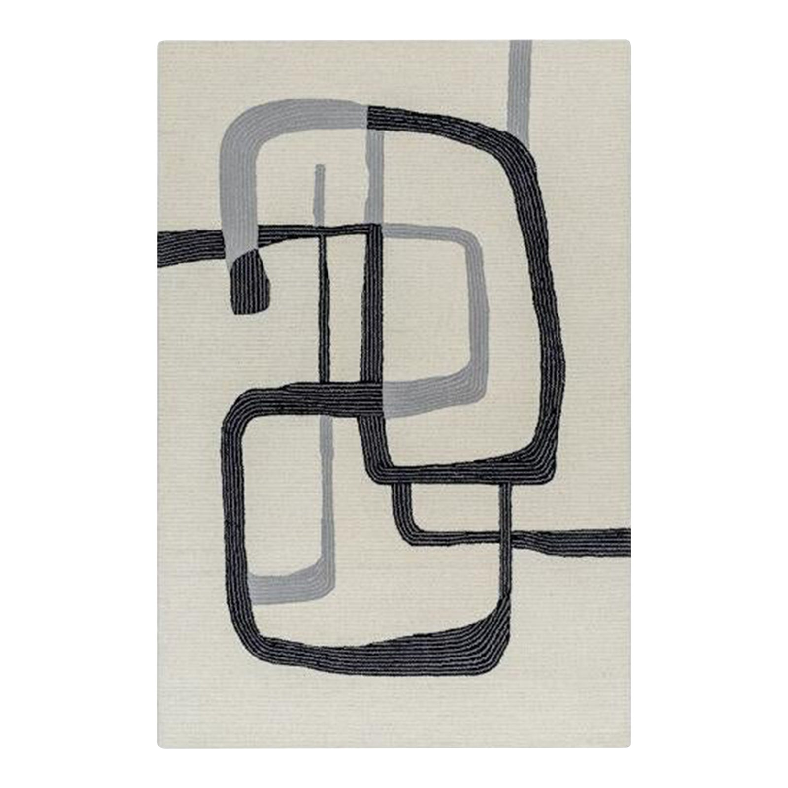 Hand Tufted Modern Abstract Black & Gray Wool Rug - 9x12 | Chairish