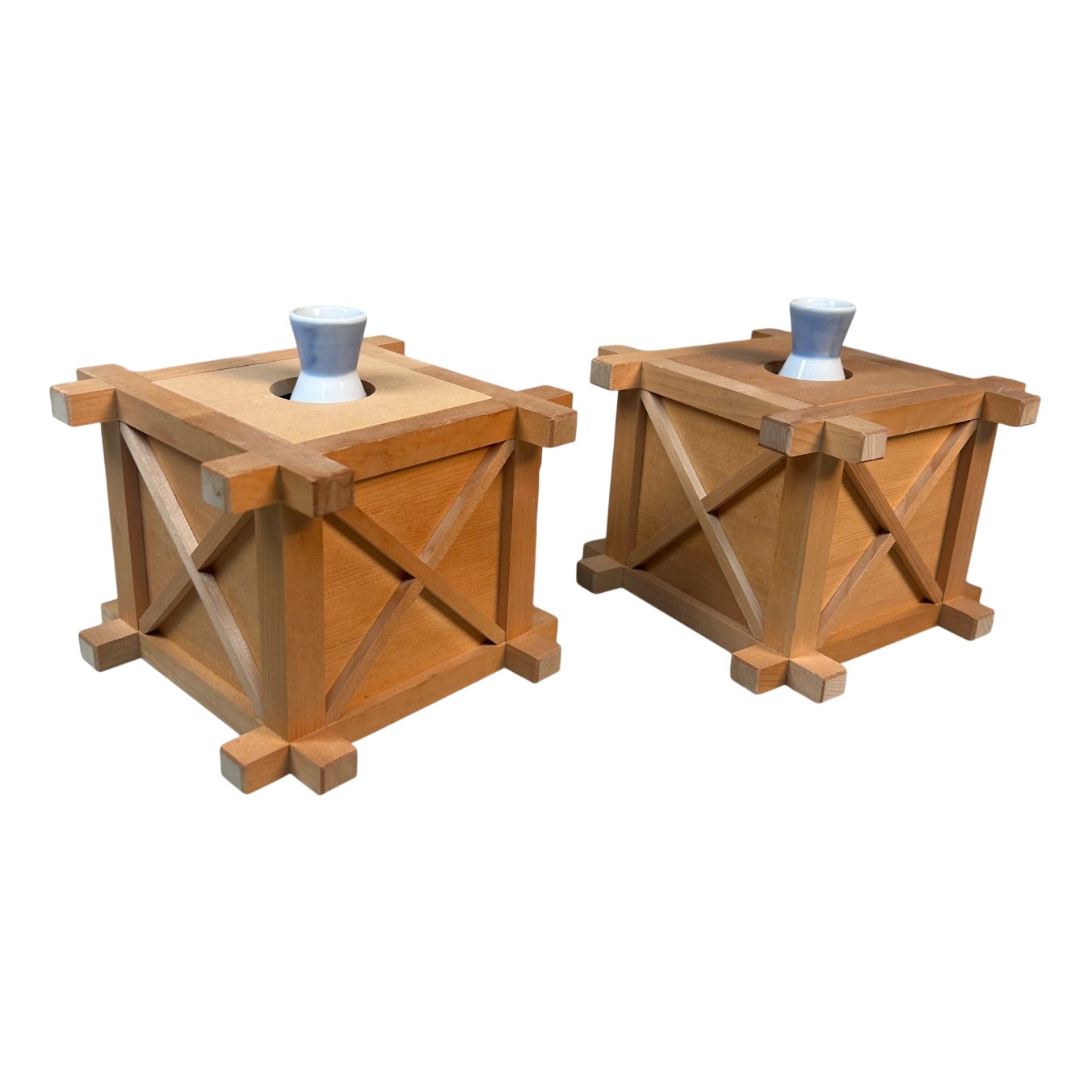 Japanese Shinto Sakaki Flower Stands in Kiso Hinoki Wood, 1970s, Set of ...