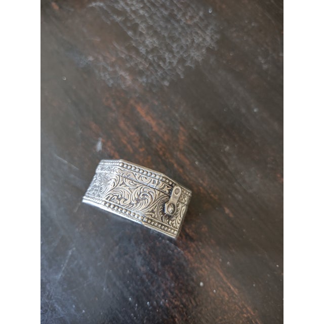 1920s Vintage Silver Plate Octagonal Pill Box | Chairish