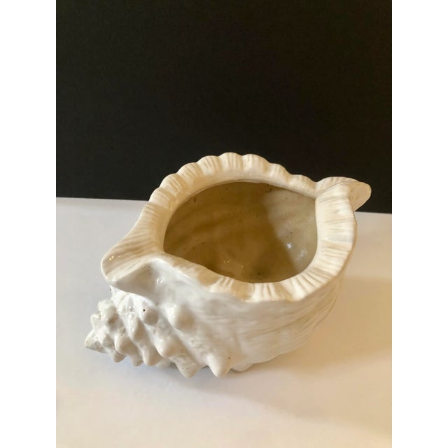 Vintage Coastal Ceramic Conch Shell Cache Pot | Chairish