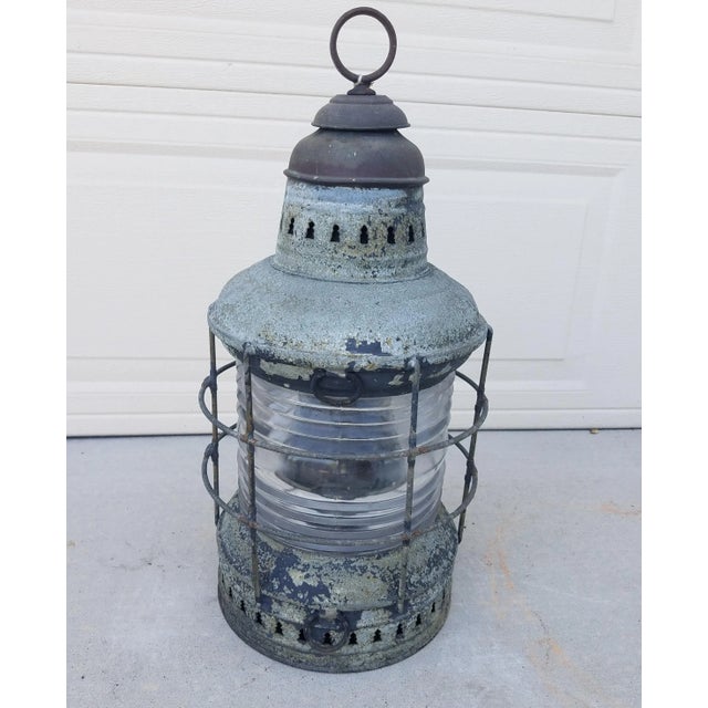 Vintage Perko Galvanized Steel USS Missouri Lantern Anchor Light with Clear Lens | Chairish