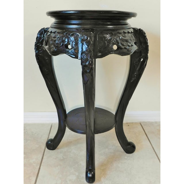Vintage Mid Century Chinese Hardwood Carved Pedestal or Plant Stand ...
