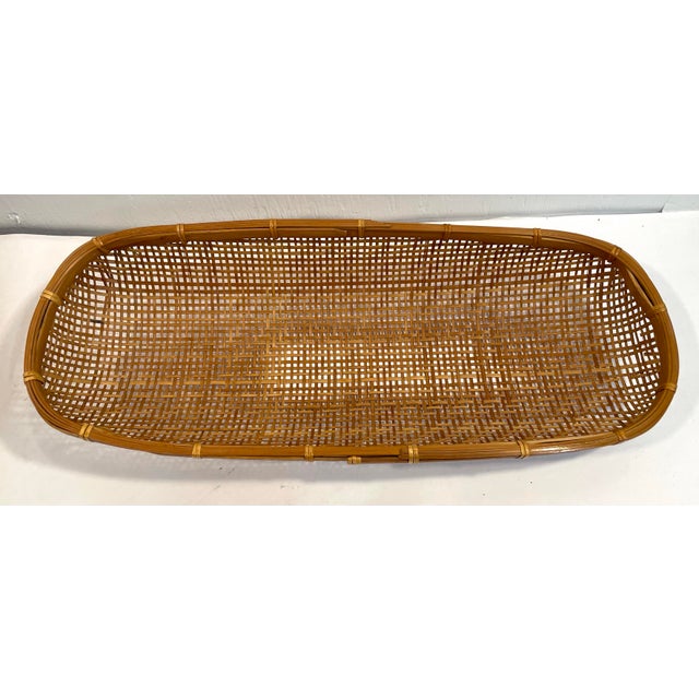 Vintage Loose Weave Long Basket | Chairish