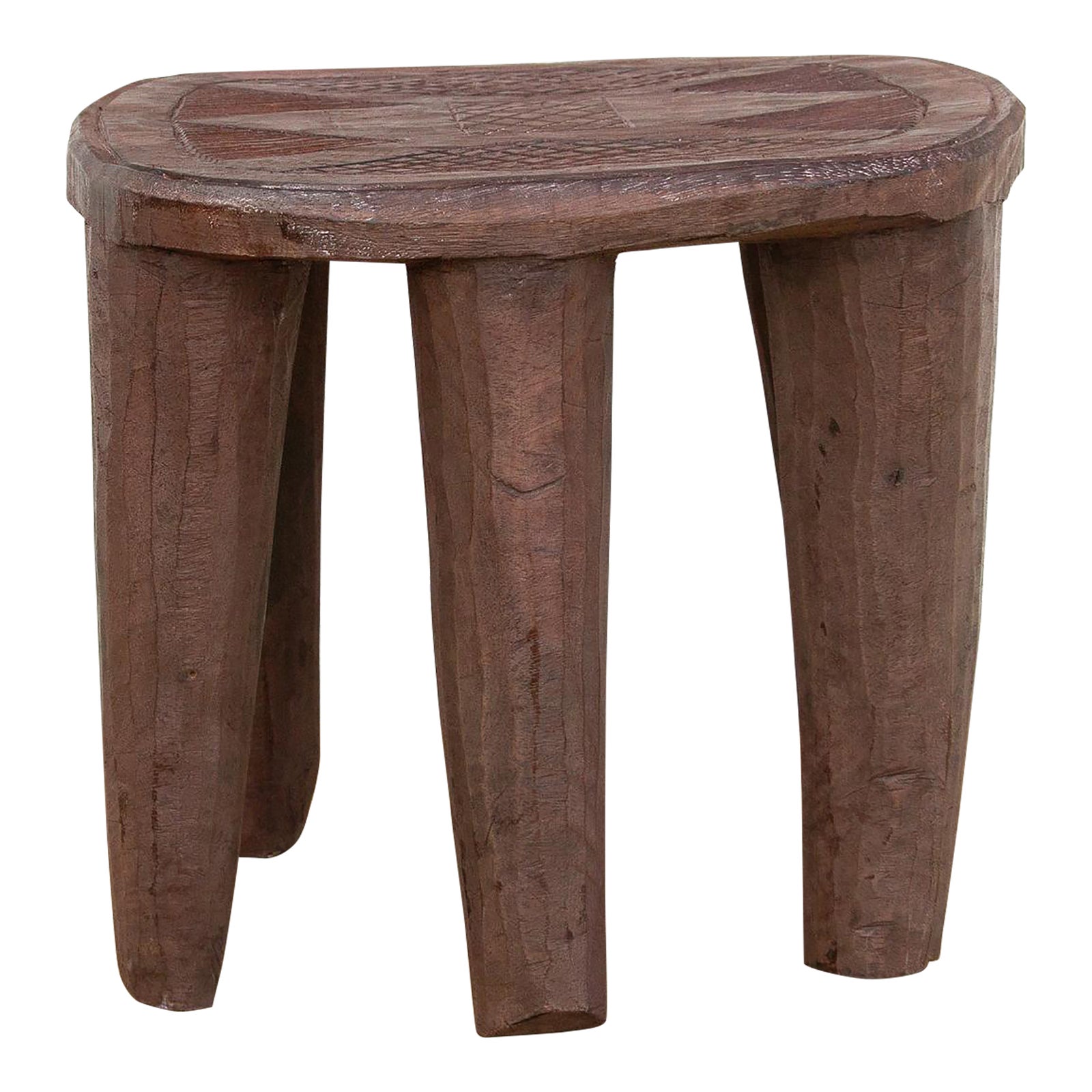 Carved Chunky Wood African Stool | Chairish