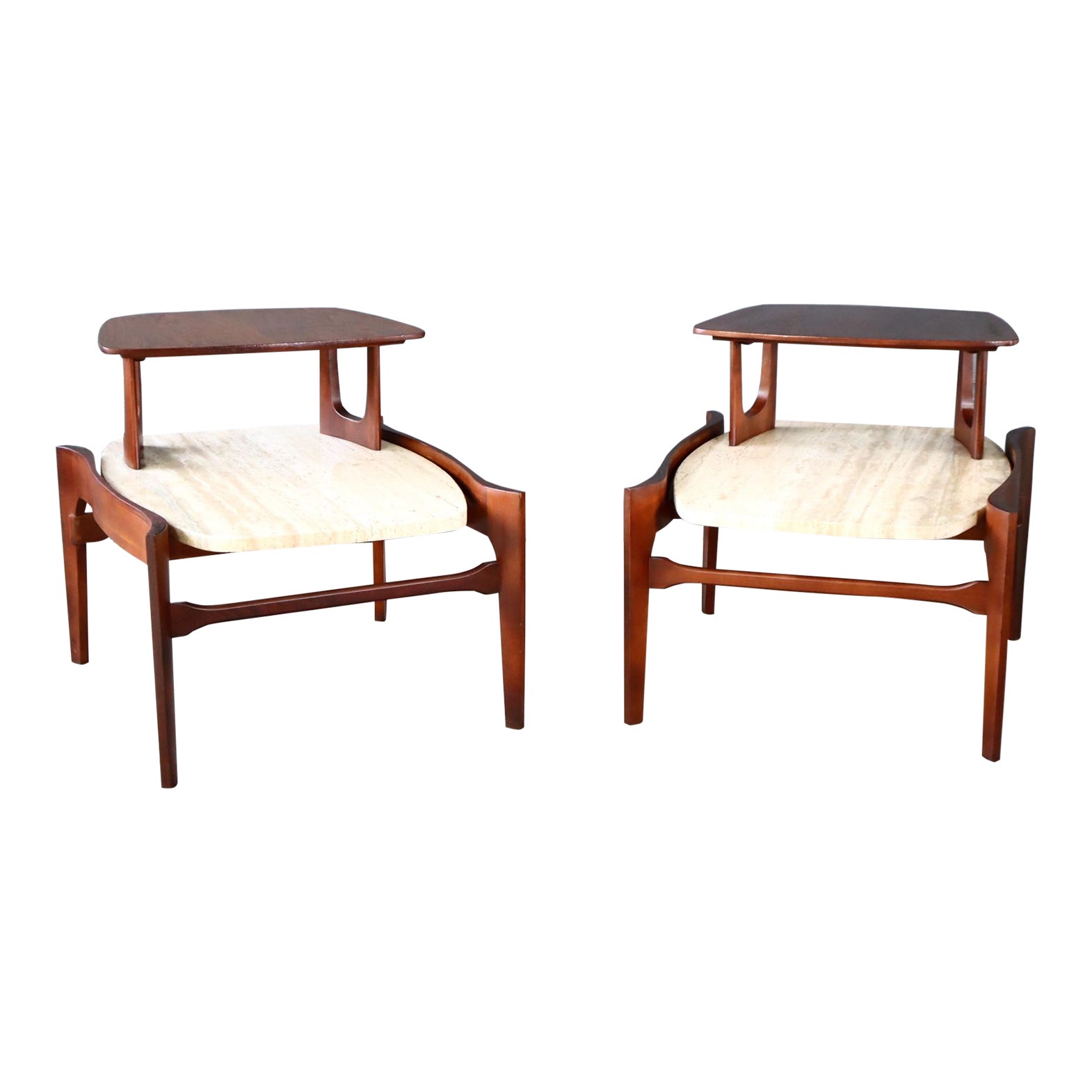 Mid Century Pair Travertine Step Side Tables Gordon's Fine Furniture ...