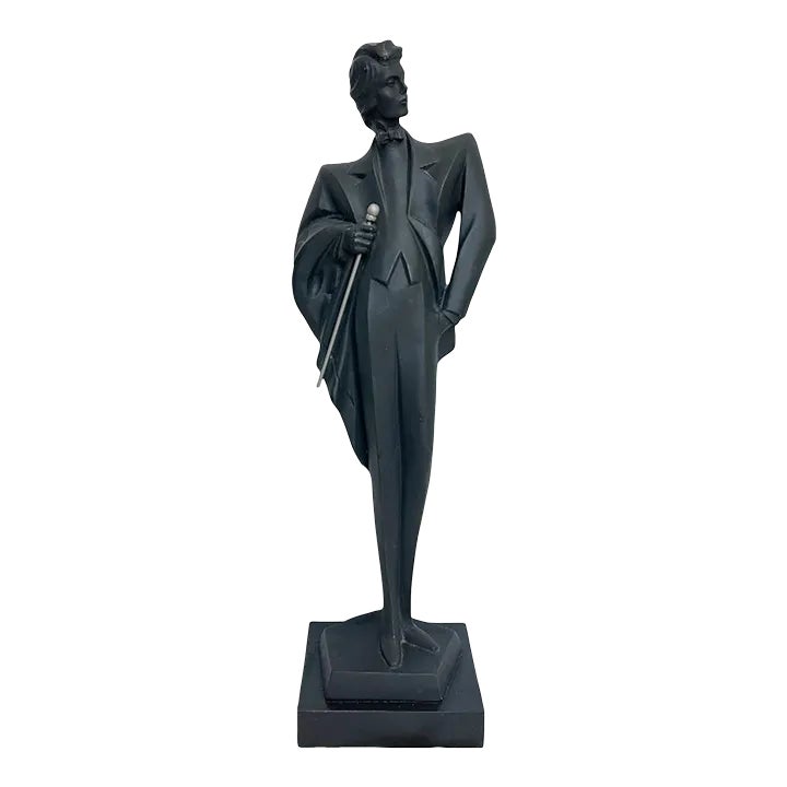 Vintage 80s Large Art Deco Revival Man in Tux W/Cane Statue Sculpture ...