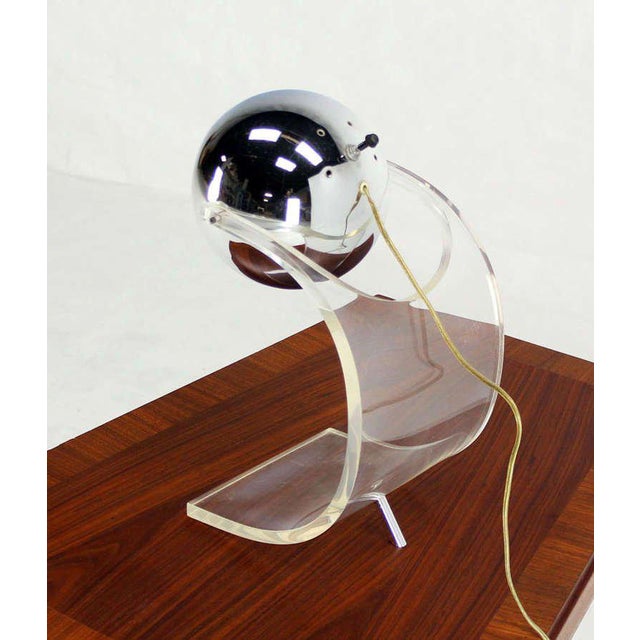 Vintage Mid Century Chrome Globe And Lucite Base Table Lamp Chairish