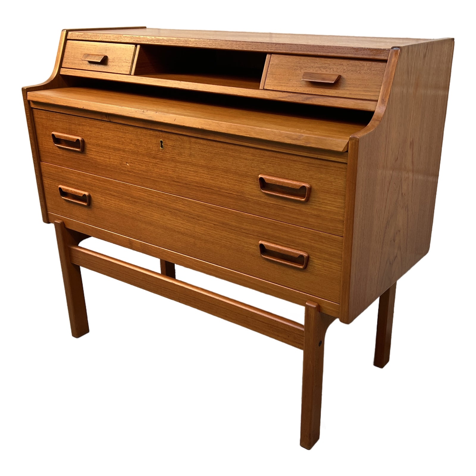 Mid-Century Danish Modern Teak Secretary Desk | Chairish