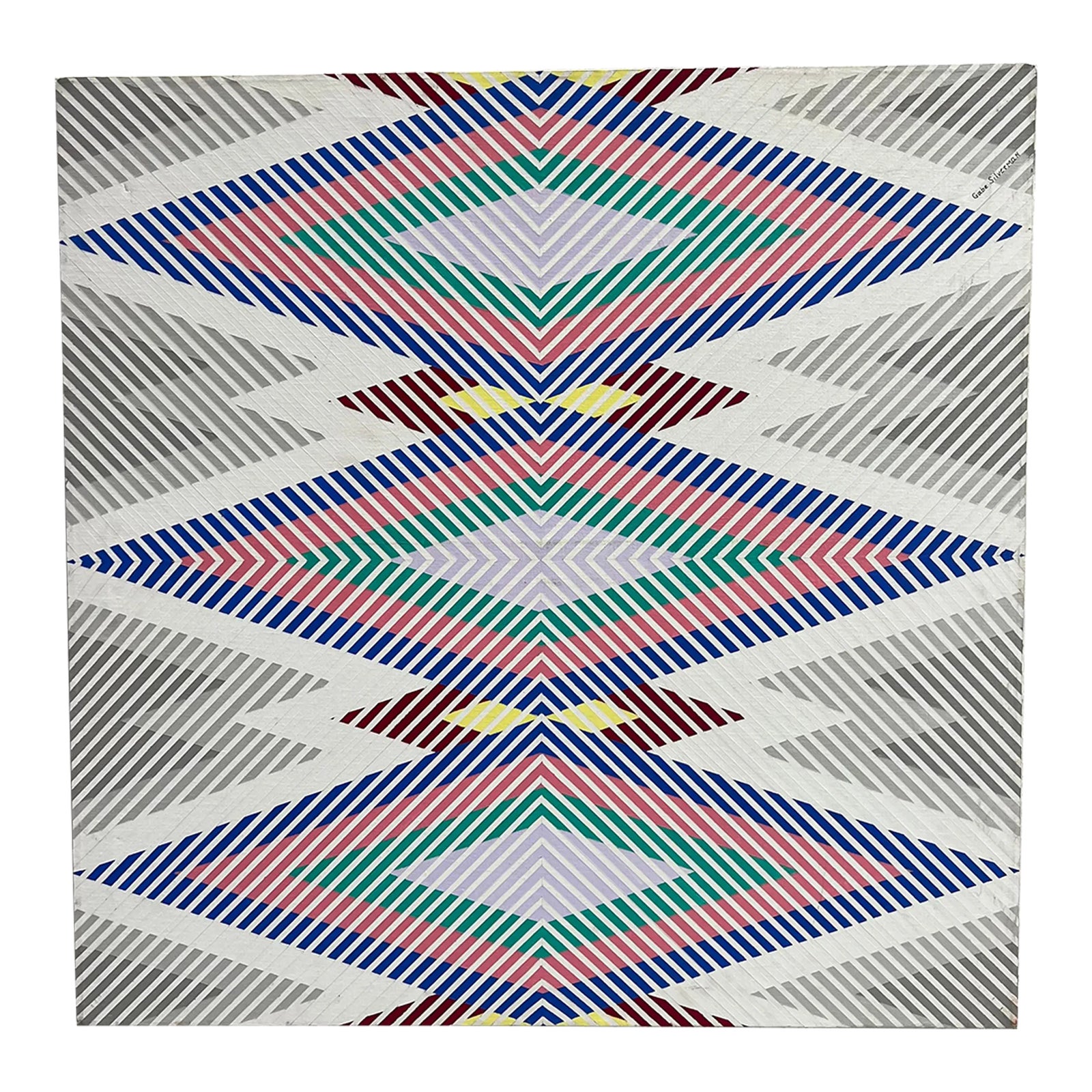 1980's Gabe Silverman Op-Art Acrylic on Canvas | Chairish