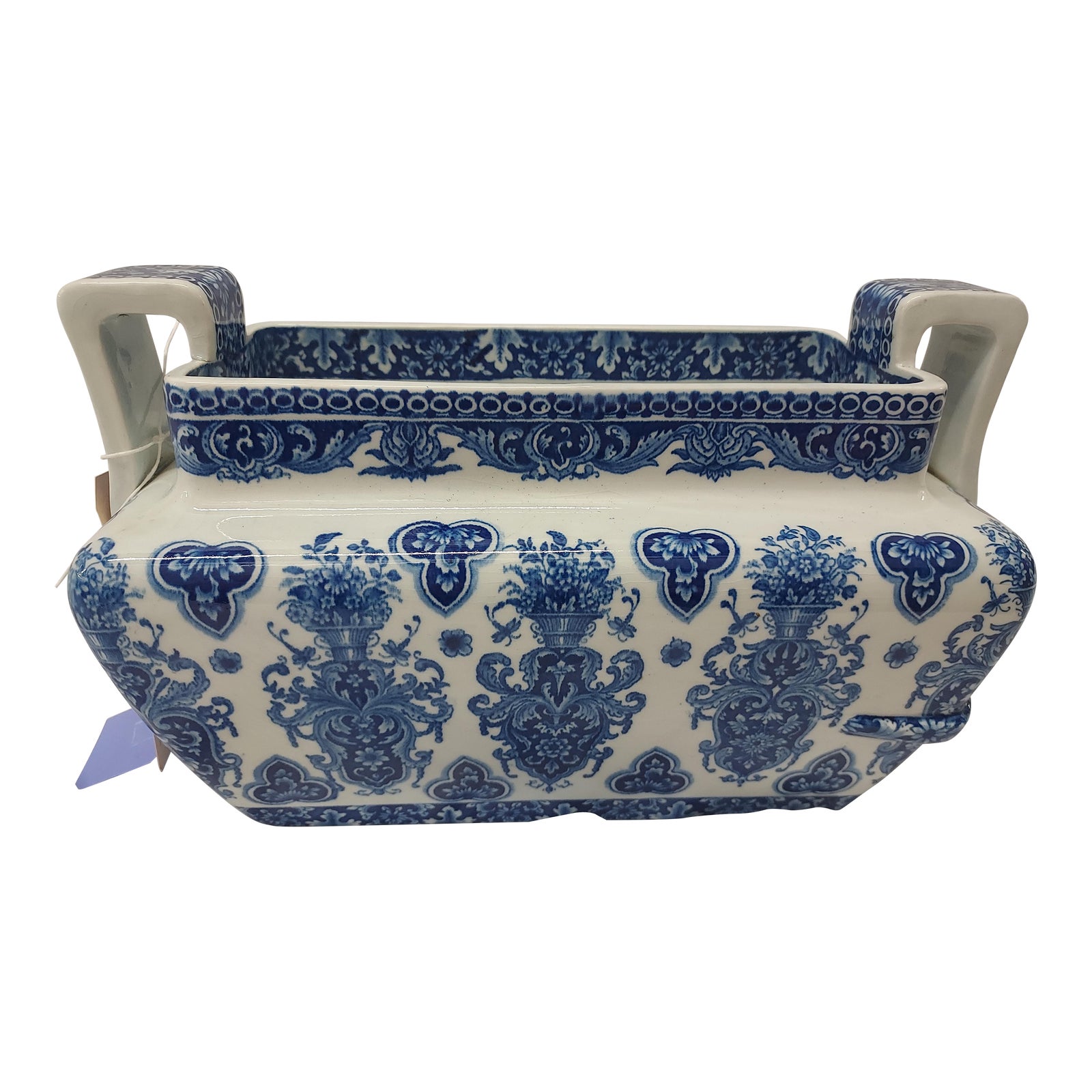 1960s Blue and White Cachepot | Chairish
