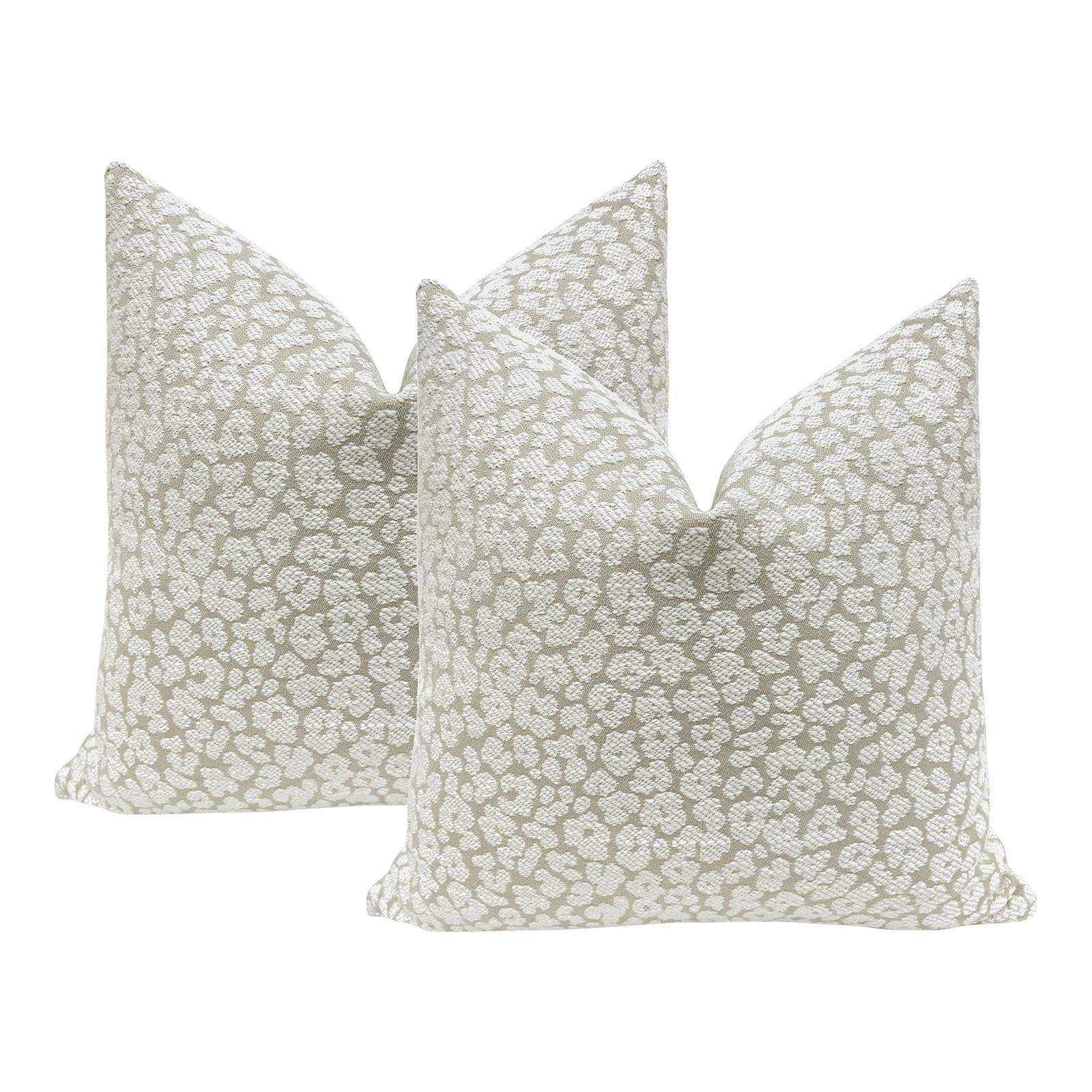 22" Stone Leopard Chenille Pillows - a Pair | Chairish
