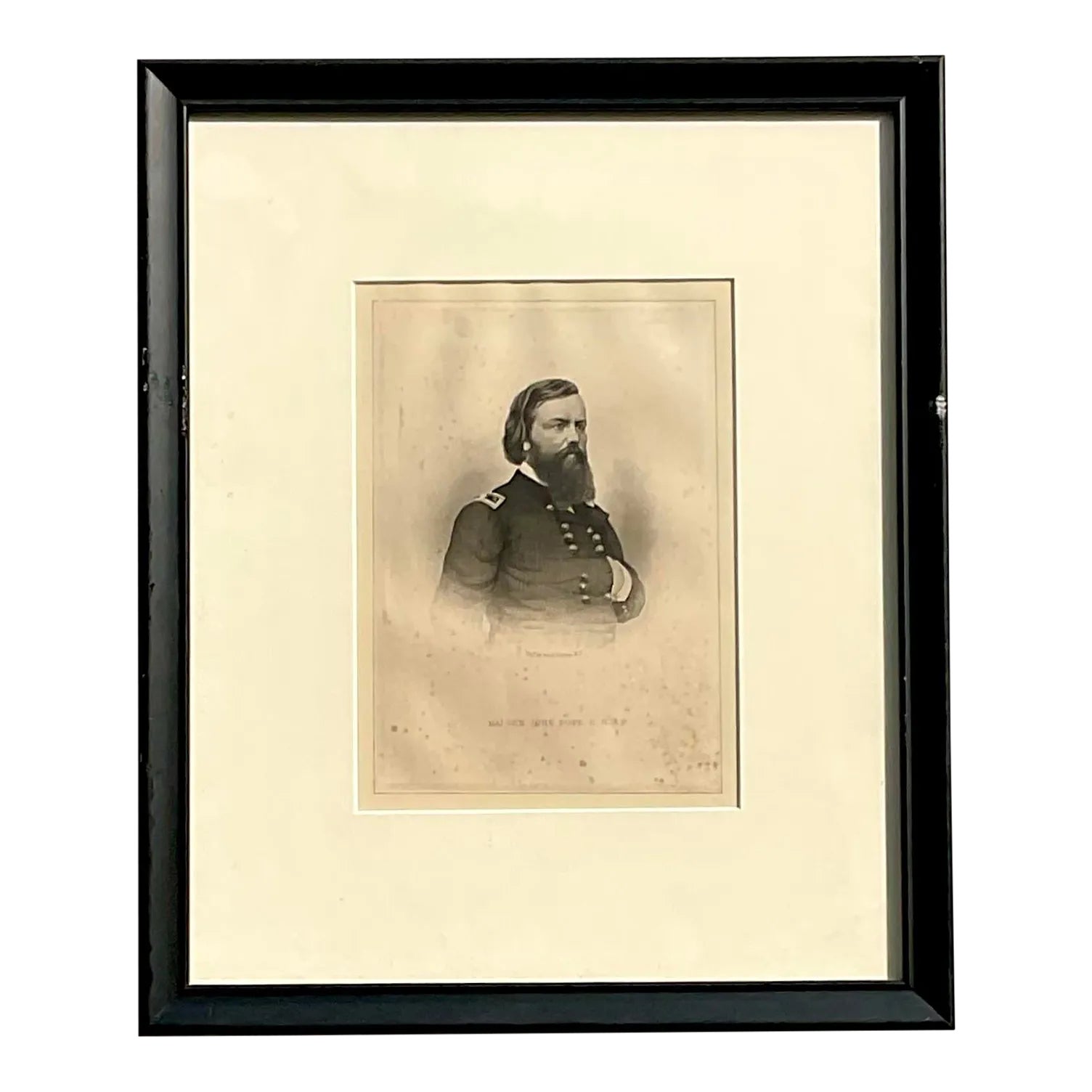 Vintage Boho Engraving of Military Man | Chairish
