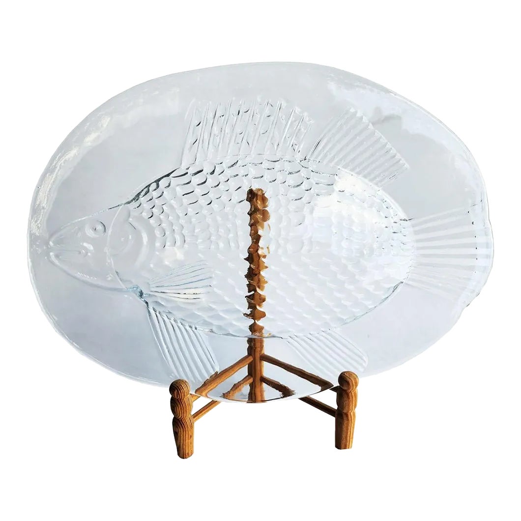 Vintage Nuutajärvi "Ahti" Glass Fish Platter Designed by Inkeri Toikka ...