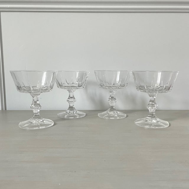 Vintage French Glass Vertical Cut Crystal Drink Coupes / Dessert Cups ...