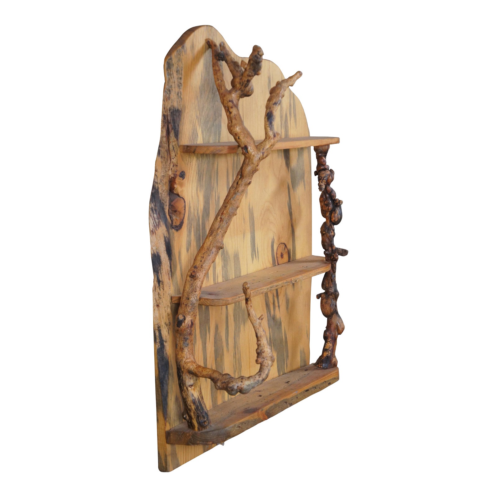 Reclaimed Rustic Yellow Pine Driftwood Burl Branch 3 Tier Wall Shelf ...