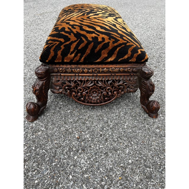 Refinished Late 19th Century Anglo-Indian Heavily Carved Tiger Velvet ...