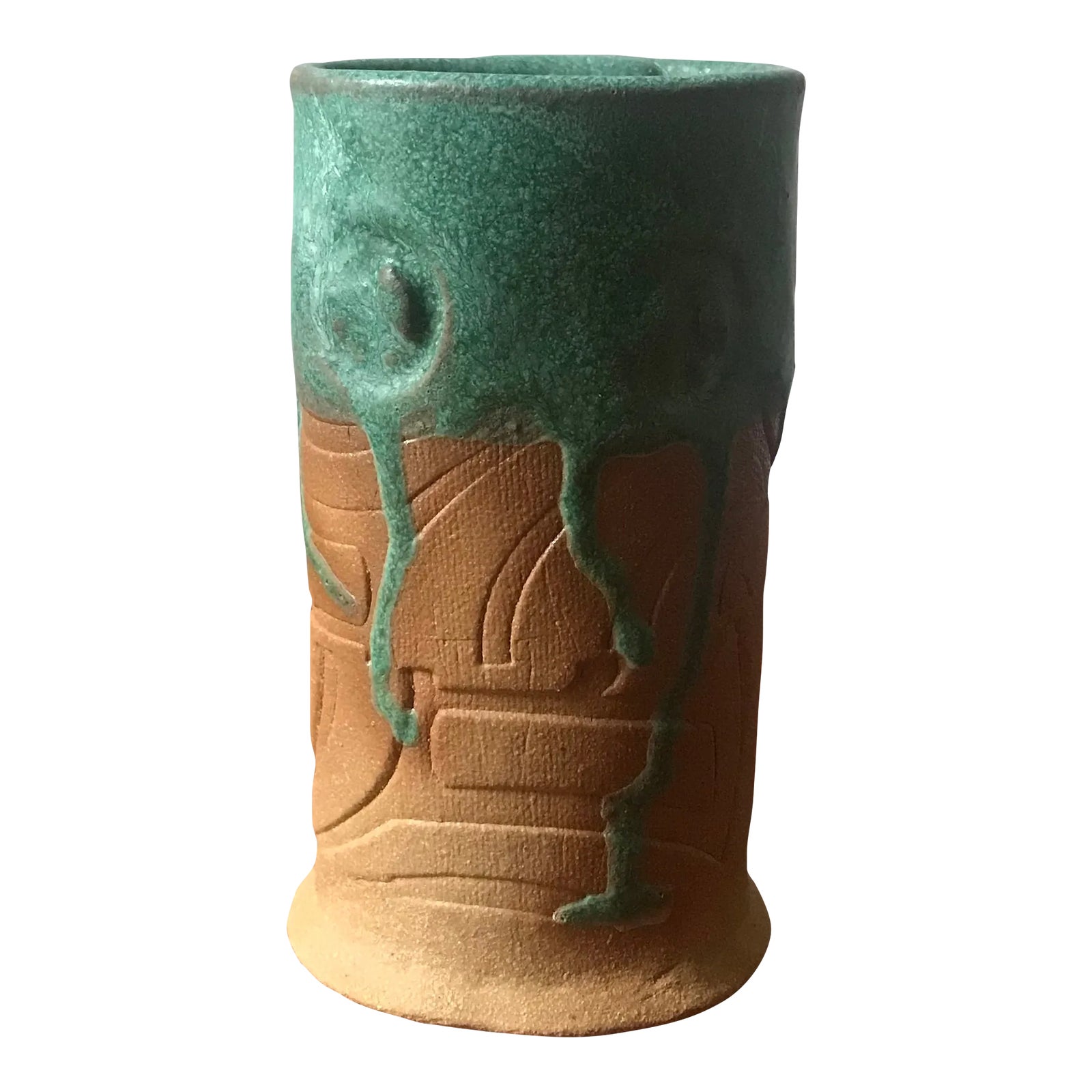 Vintage Signed Studio Pottery Peace Sign Hand Formed Vase | Chairish