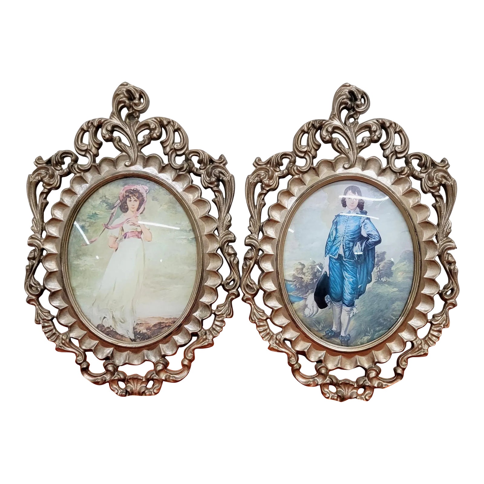 Vintage Italian Gold Rococo Style Framed Pictures - Blue Boy and Pinkie ...