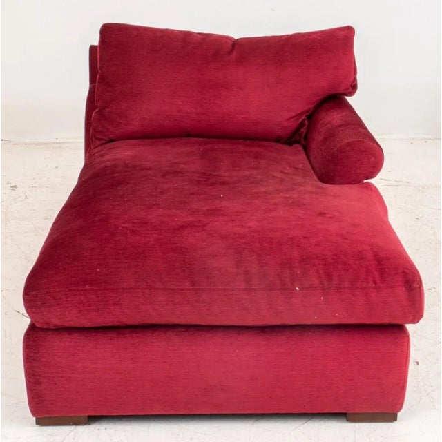 Red Chenille Upholstered Chaise Lounge | Chairish