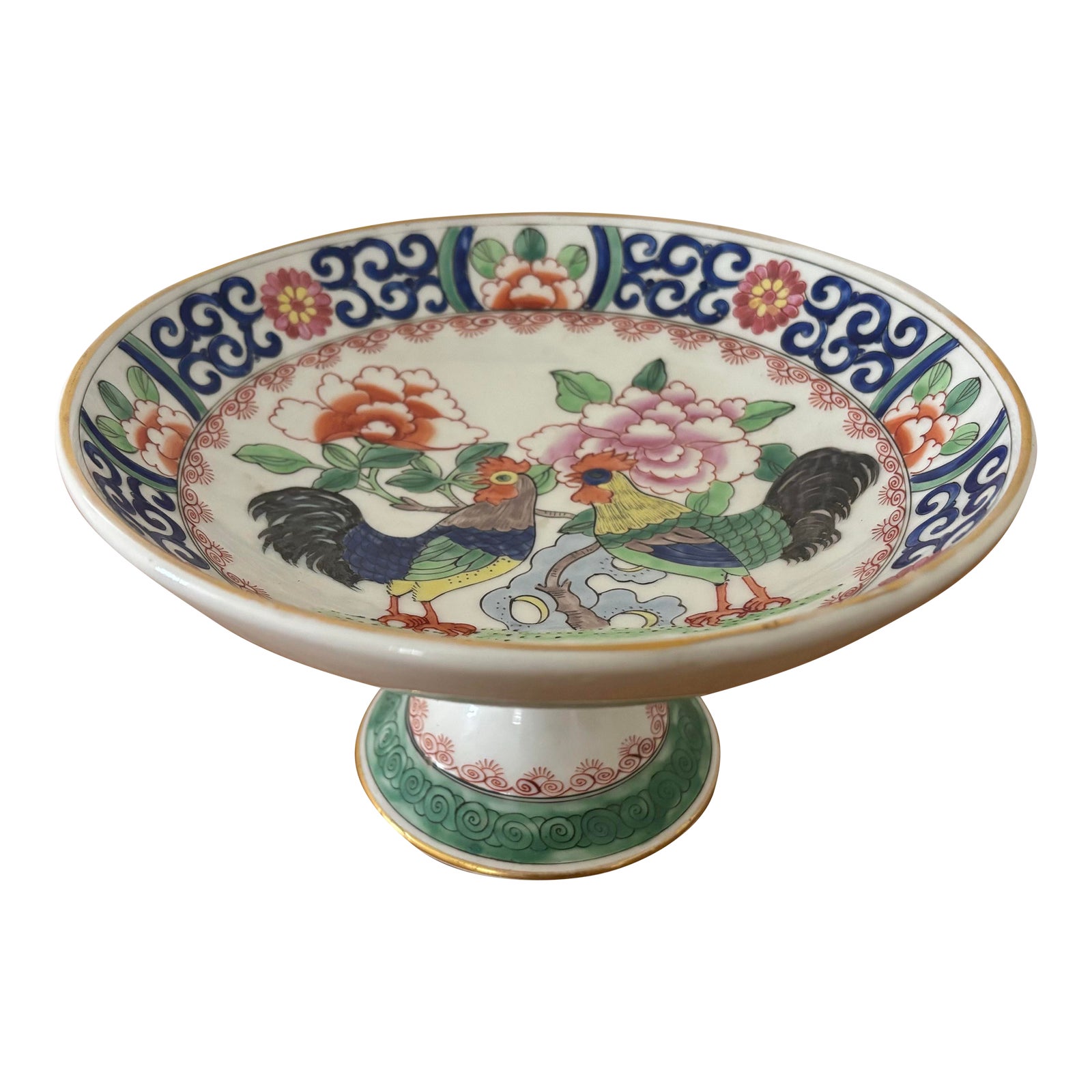 Late 20th Century Chinese Porcelain Rooster Bowl | Chairish