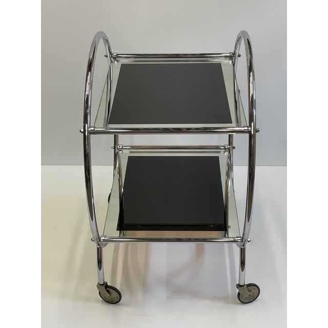 Mid Century Modern Chrome & Mirrored Bar Cart | Chairish