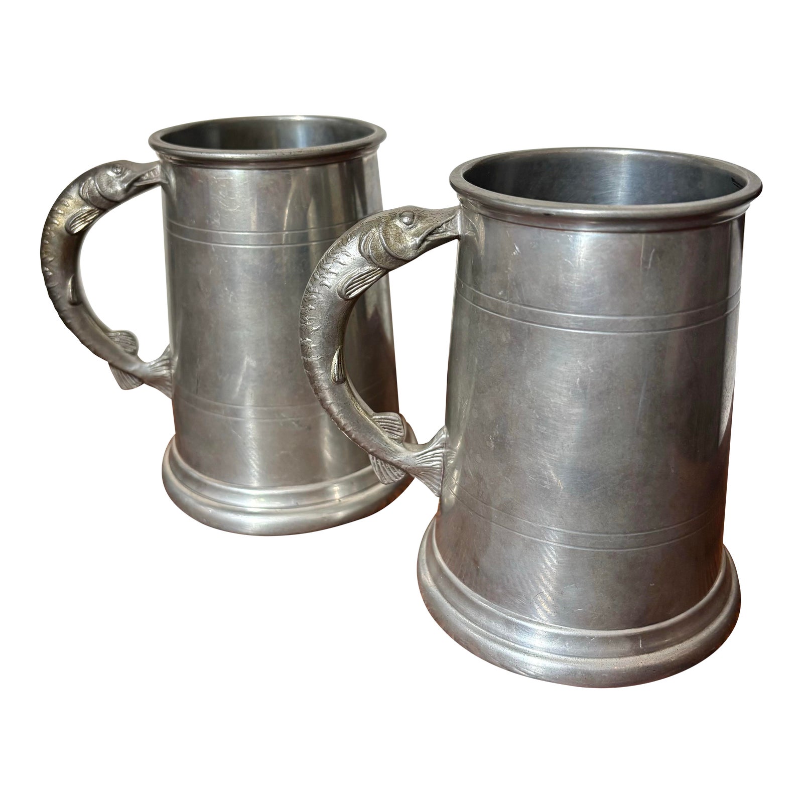 1960s Vintage Sheffield England Pewter Tankard Beer Stein Mugs - A Pair ...