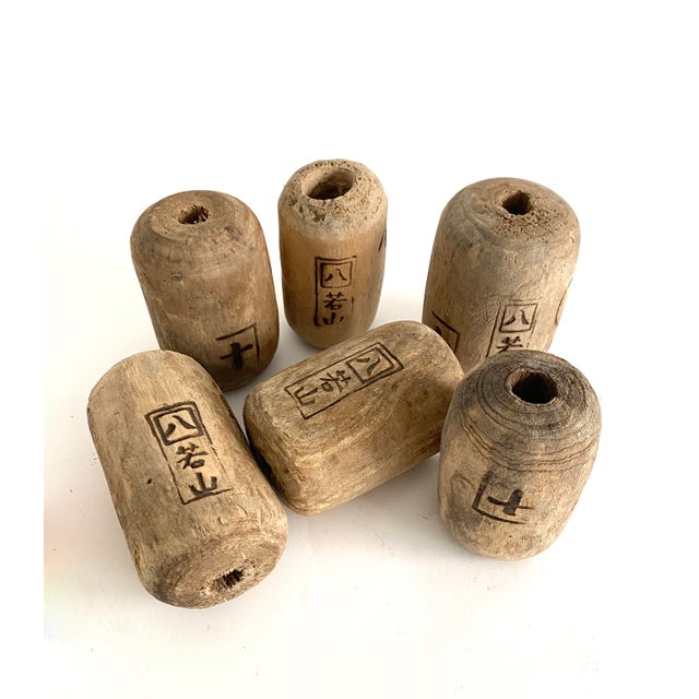 Antique Japanese Wood Fishing Floats - Set of 7 | Chairish