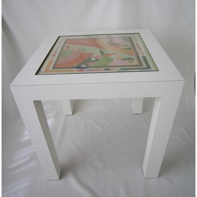 Parsons Side Table Needlepoint Insert | Chairish