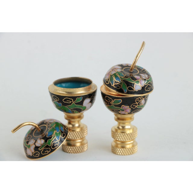 Black Apple Cloisonne Lamp Finials - a Pair | Chairish