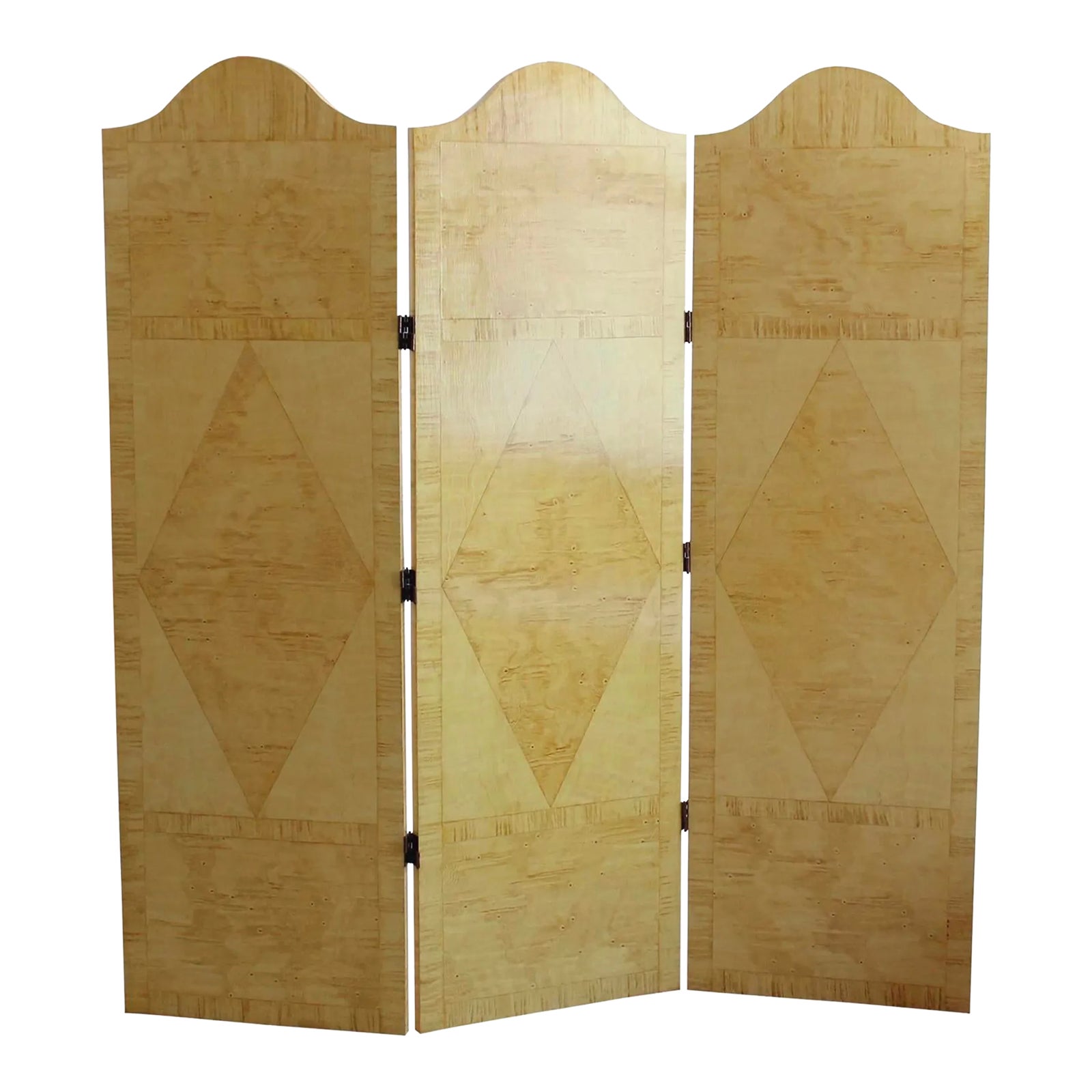 Decorative Folding Screen, Faux Bird’s Eye Maple Wood Grained | Chairish