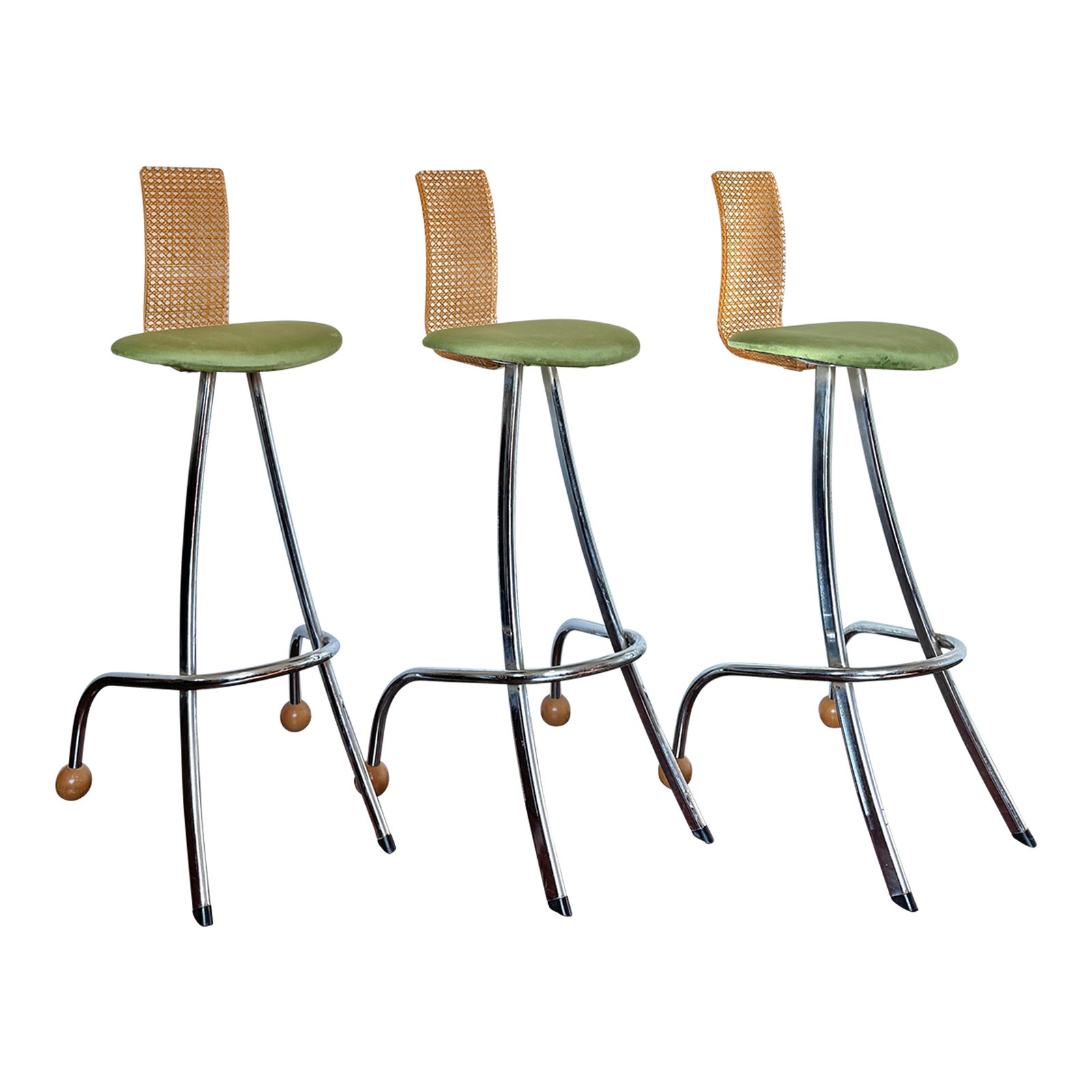 1990s Vintage Memphis Style French Bar Stools by Miriam, Covered in ...