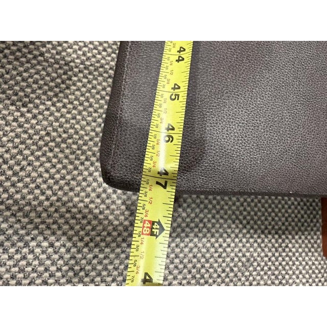 Blue-Gray Vinyl Hall Bench with Java Legs | Chairish