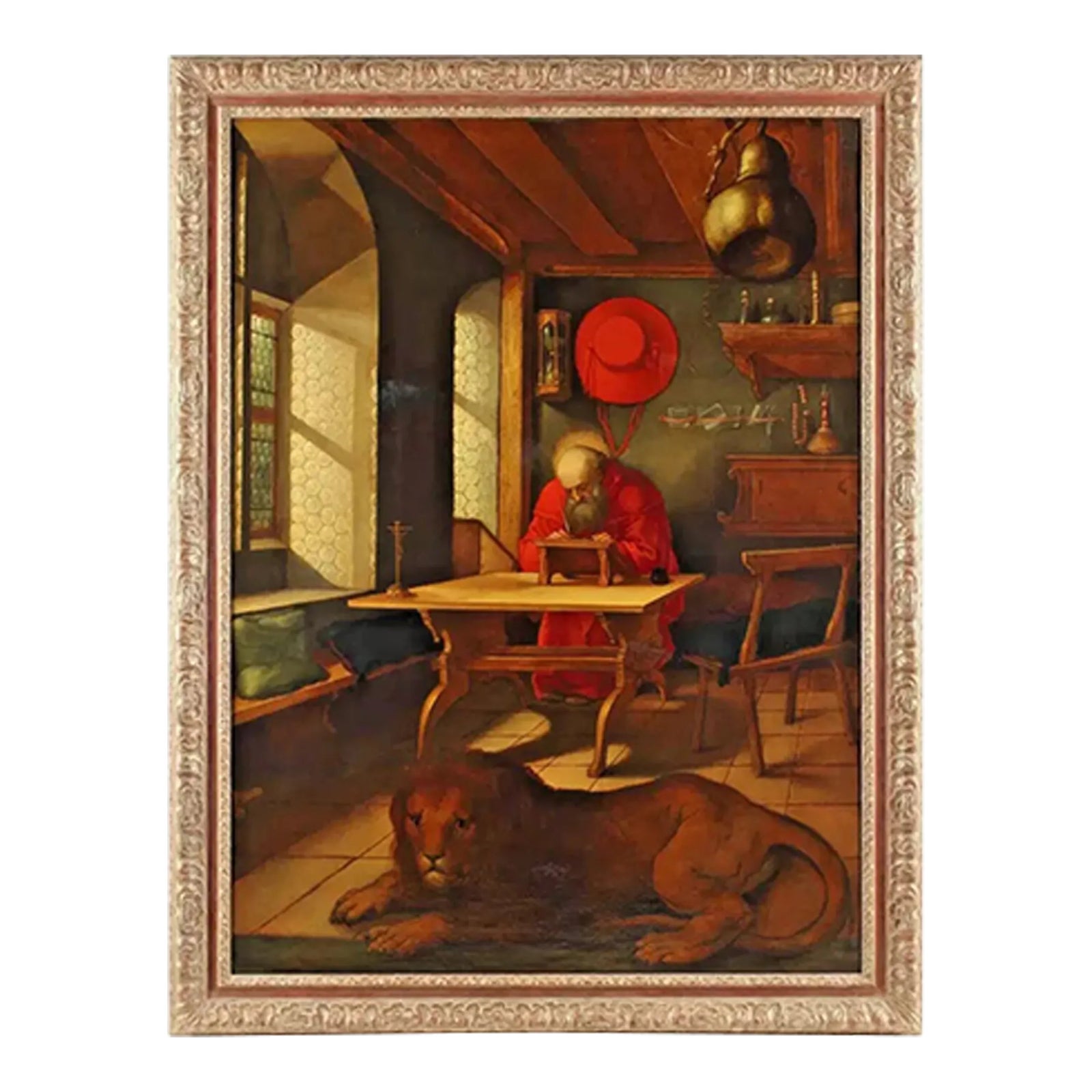 1700s Antique, After Albrecht Durer, St. Jerome in His Study, 67", Oil ...