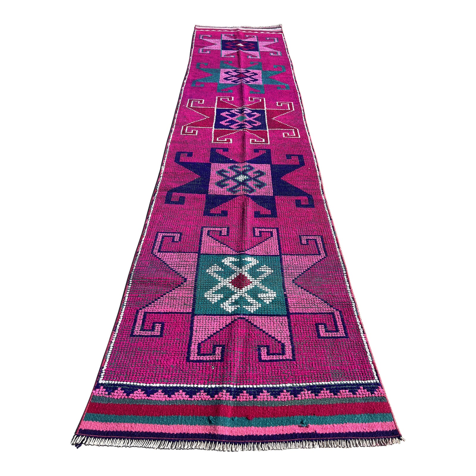 1960s Nomadic Vintage Hot Pink Kurdish Runner Rug | Chairish