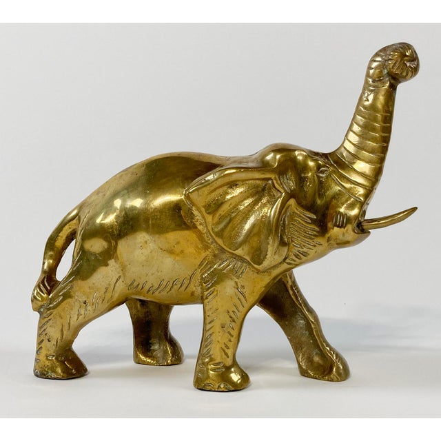 Vintage Large Solid Brass Elephant Figure | Chairish