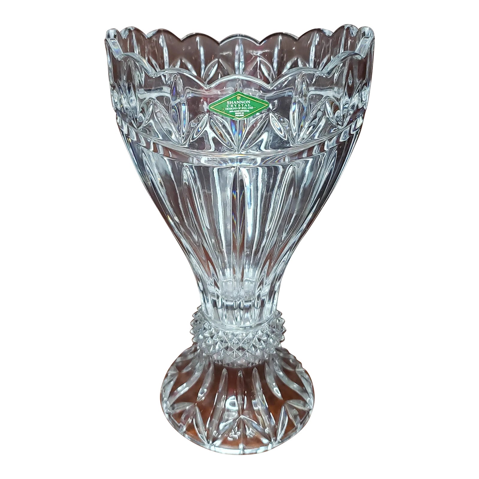 Late 20th-Century Godinger Shannon Lead Crystal Vase | Chairish