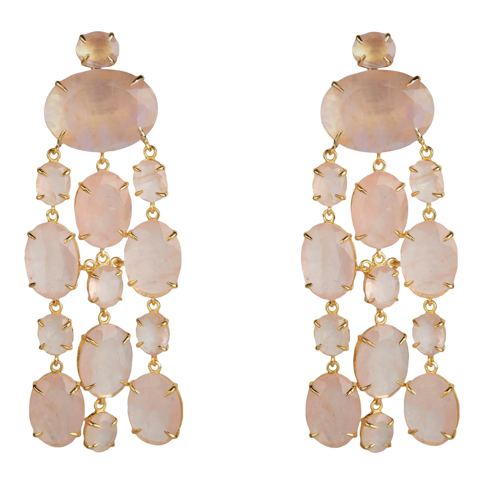 Marysol Statement Earrings in Rose Quartz, a pair | Chairish