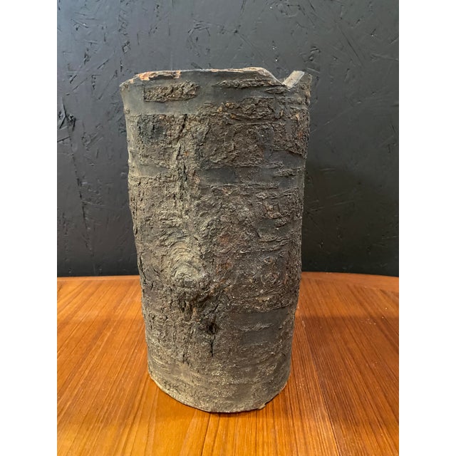 Primitive Small Antique Hollowed Out Tree Trunk Vessel Vase | Chairish