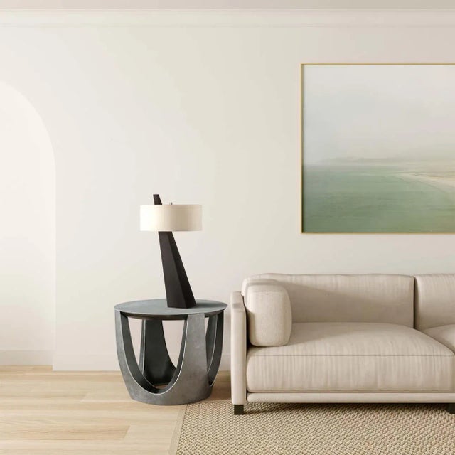 Obelisk Table Lamp - Chestnut Wood, Linen Shade, On/Off Switch | Chairish