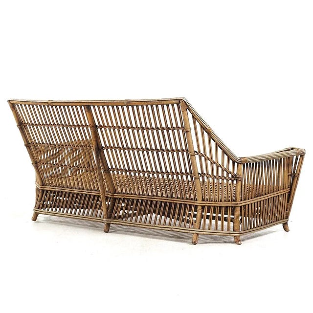 Ficks Reed Style Mid Century Rattan Settee | Chairish