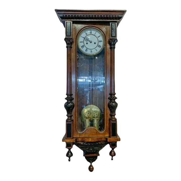 Antique Wooden Wall Clock | Chairish