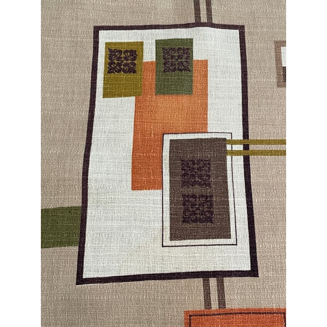 Mid-Century Geometric Design Fabric Remnant | Chairish