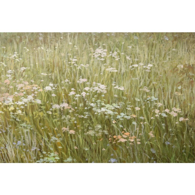Hyun Bo Yoo 'Girl in Flower Field' Framed Oil Painting | Chairish