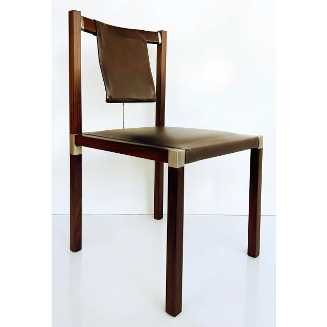 Zele "Marcus & Alexis" Dining Chairs in Leather, Stainless and Wood ...
