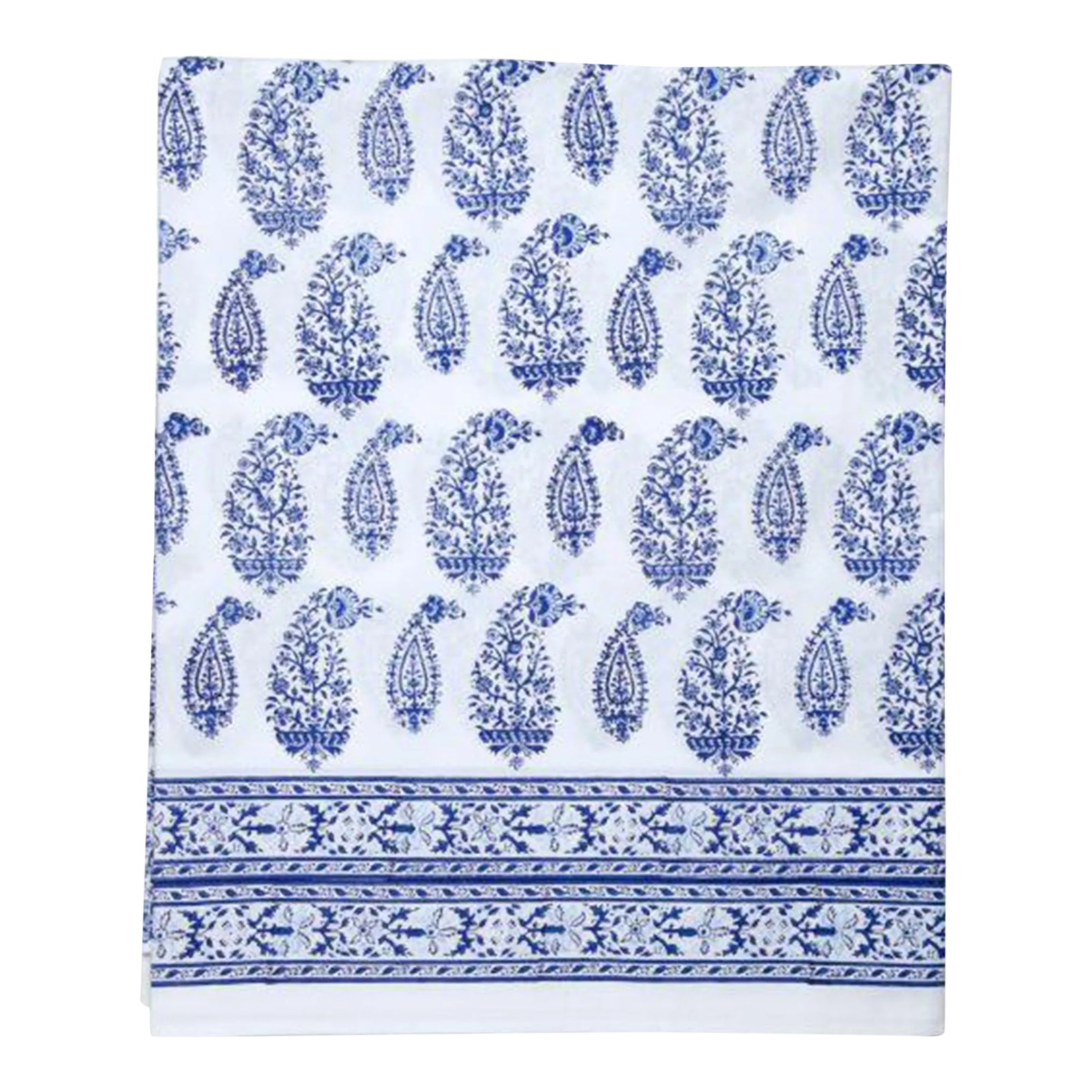Malabar Deep Blue Multi-Paisley Twin Fitted Sheet | Chairish