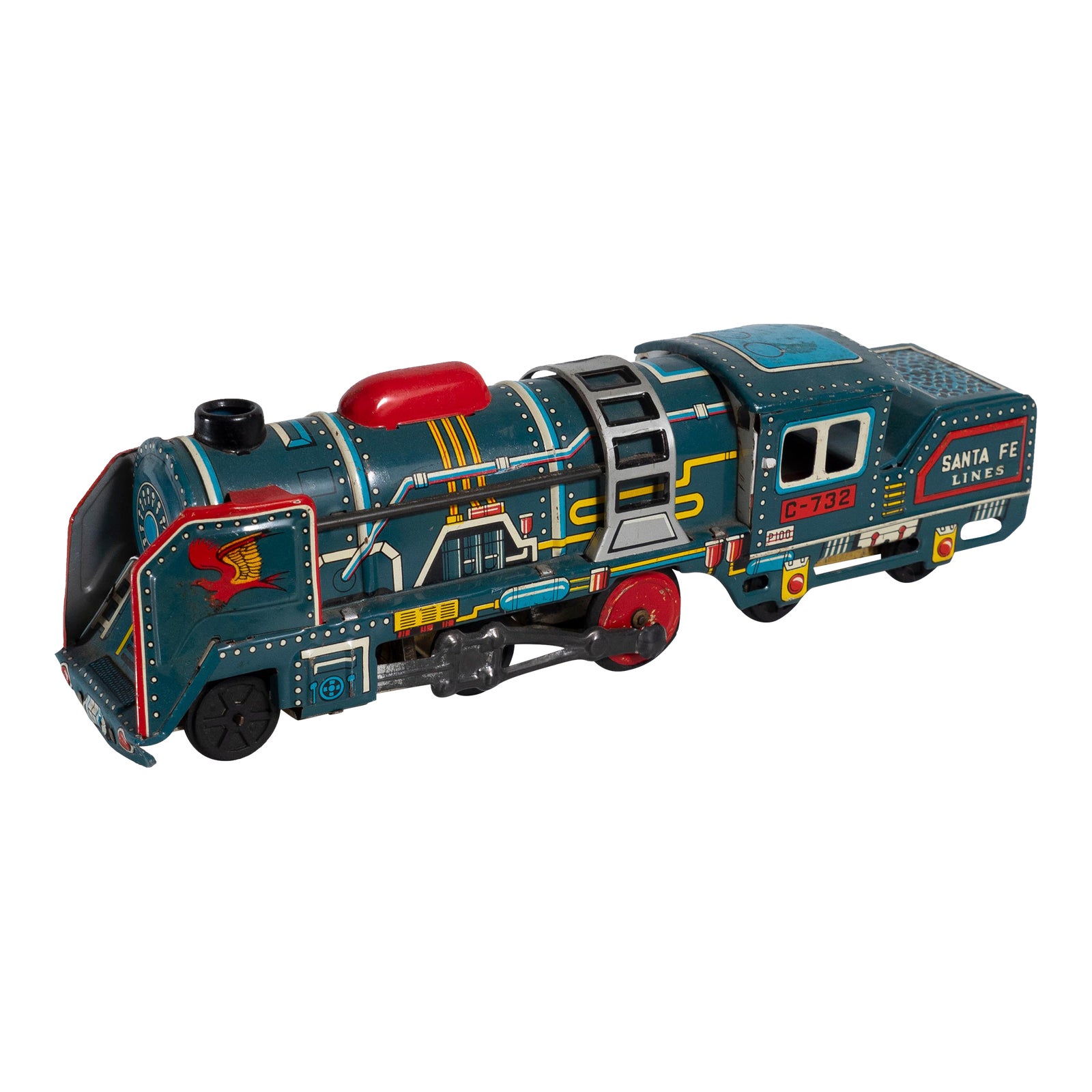 1950's Japanese Vintage Santa Fe Lines Tin Toy Train From S N | Chairish