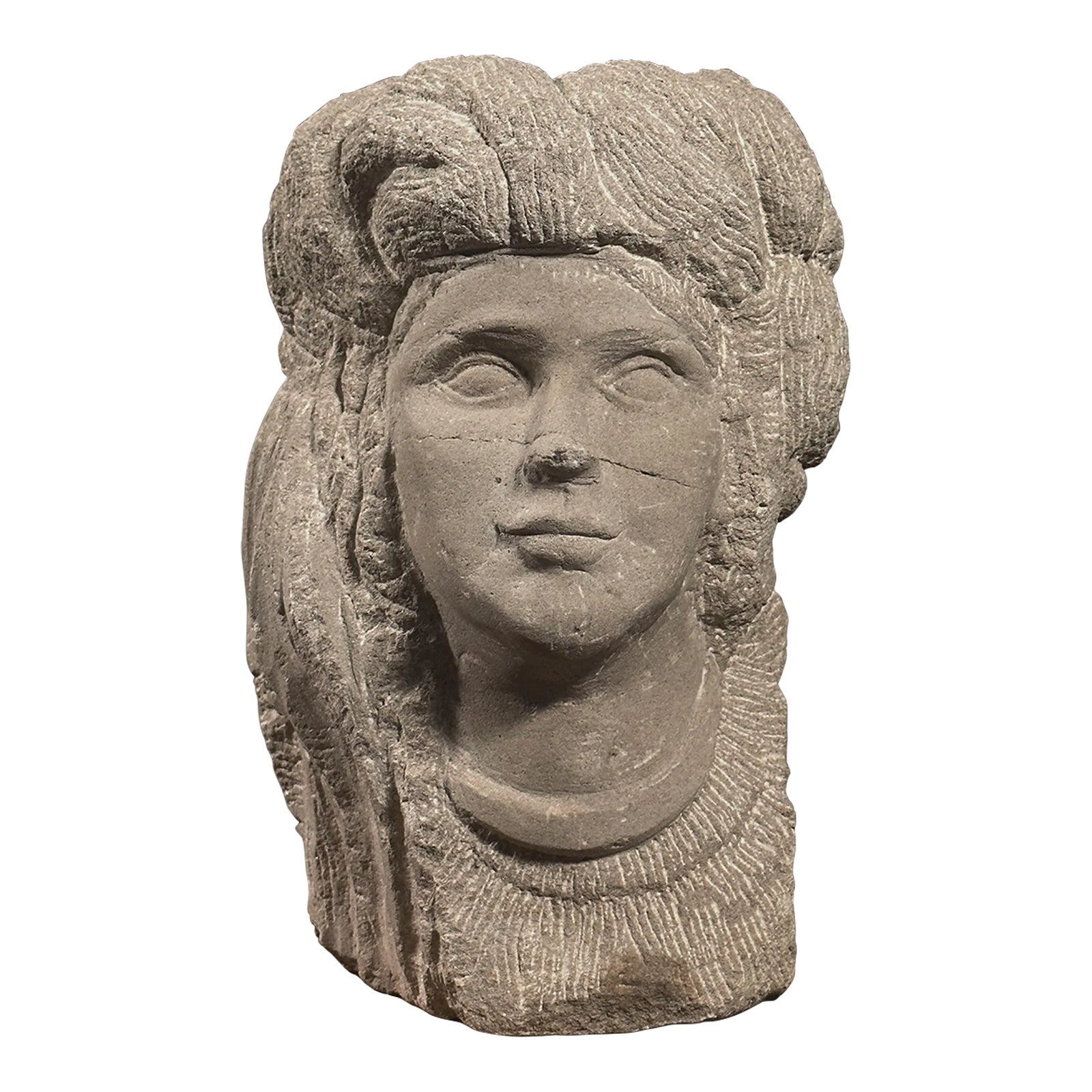 Antique Realist Hand Carved Stone Portrait of Figure With Turban | Chairish