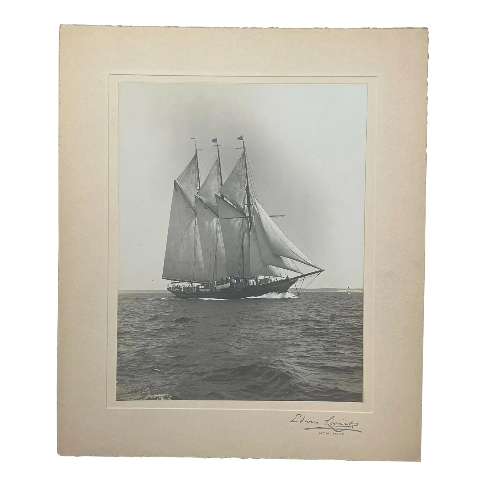 Original Edwin Levick '3 Masted Sailboat at Full Mast' Gelatin Silver ...