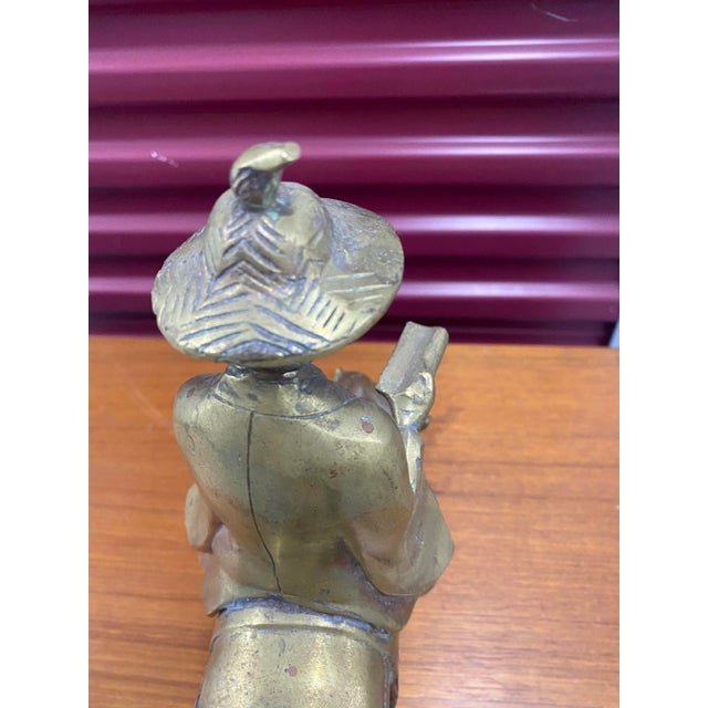 Early 20th Century Chinese Iron Bronze Gilt Man Scholar Riding a Horse ...